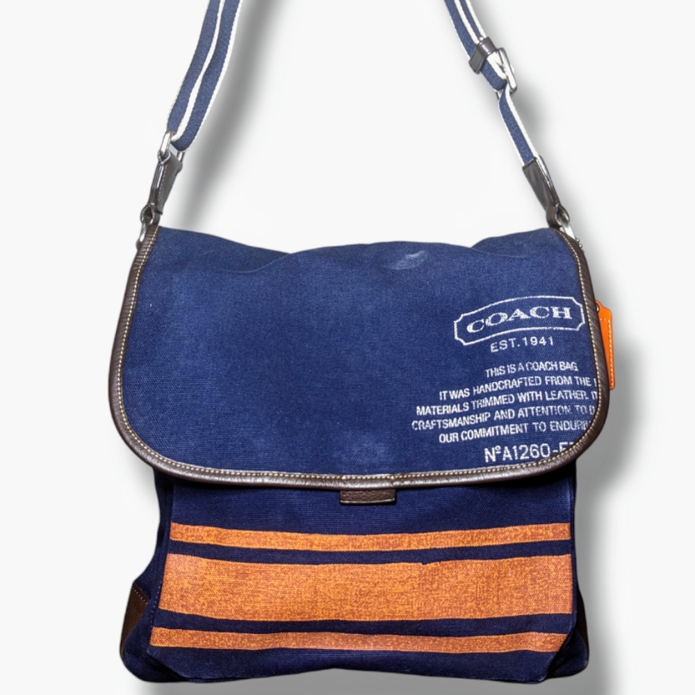 Coach | Retro Denim Brown Leather Shoulder Crossbody … - Gem